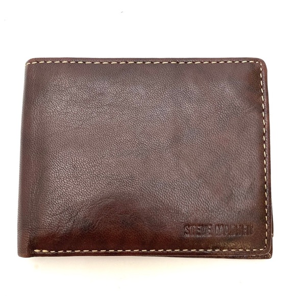 Steve Madden | Bags | Steve Madden Mens Brown Leather Rfidblocking ...